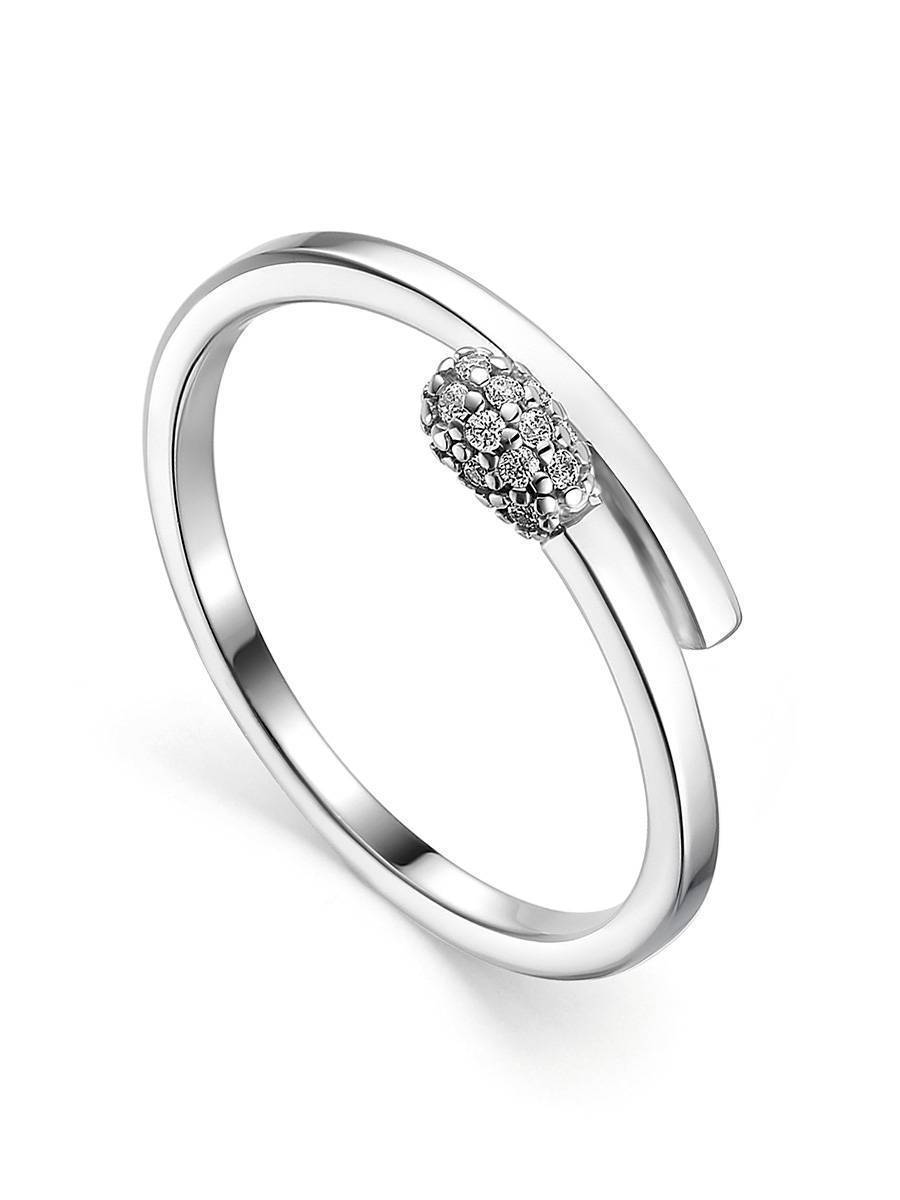 Silver Ring With White Crystals